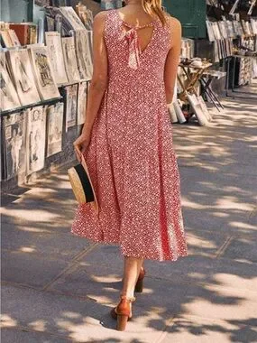 Sezane | Dresses | Sezane Robe Josie Red Floral Tieback Midi Dress 38 ...